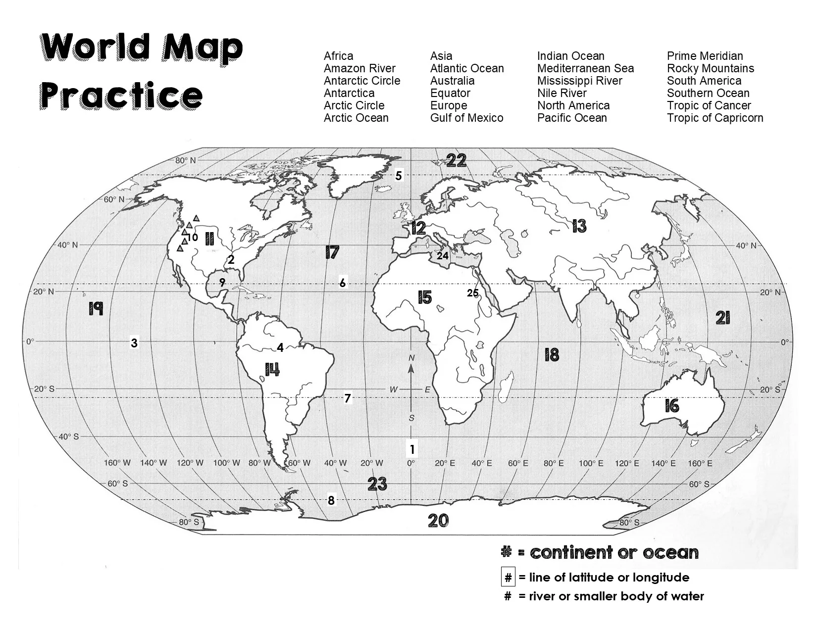 Continents, Oceans, Lines of Lat & Long 6th - 8th Grade Quiz | Quizizz