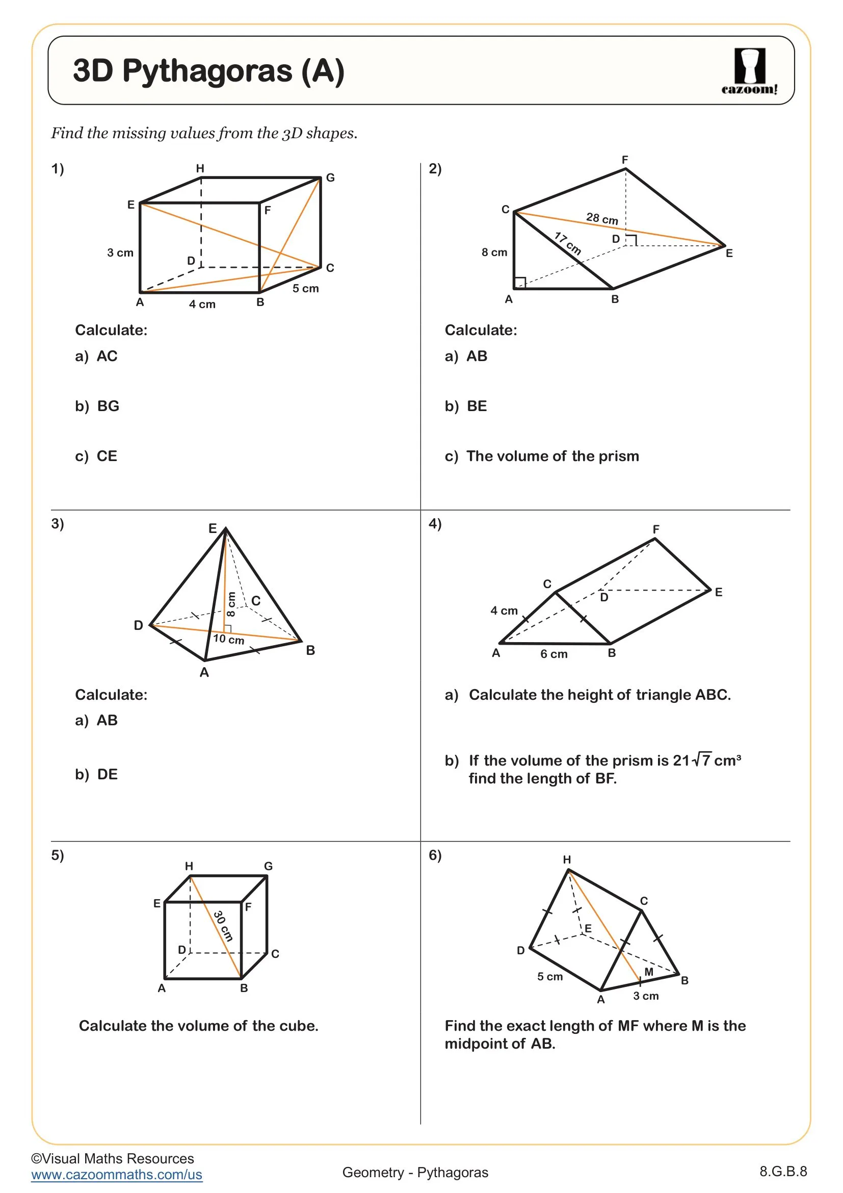 Pythagorean Theorem 3D 8th Grade Quiz | Quizizz