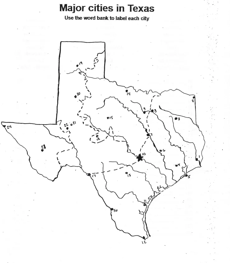 Texas Major Cities Map Review Quiz