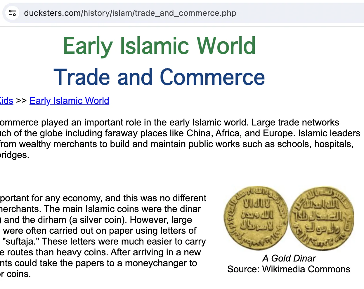 Early Islamic World Trade and Commerce Quiz Quiz