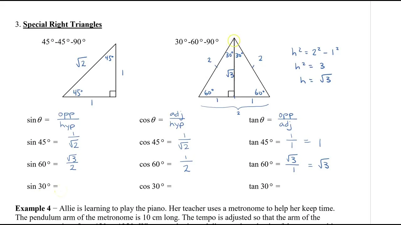 Special Triangles Quiz